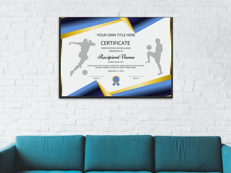 Editable Soccer Sports Certificate Template With Photo. Award. - Etsy