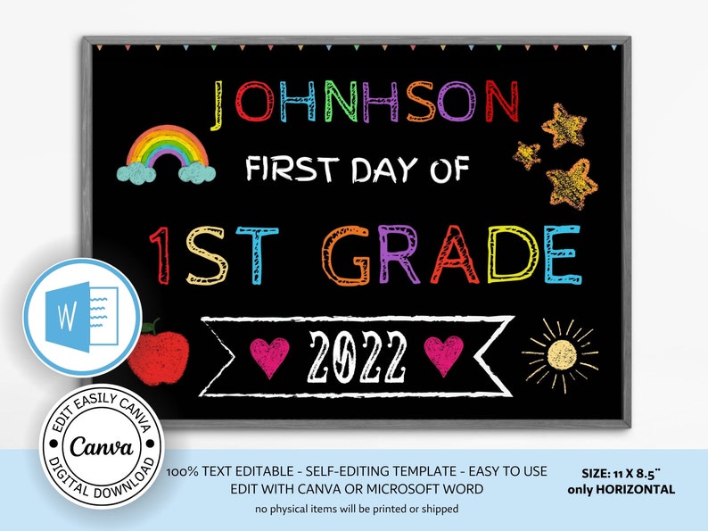 Editable 1st Grade Certificate. Printable Certificate. - Etsy