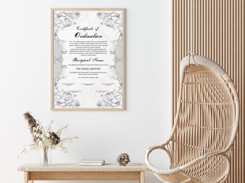 Editable Certificate of Ordination Template. Ordained - Etsy