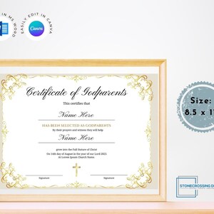 Editable Certificate of Godparents.- Honoring the Role of a Godfather ...