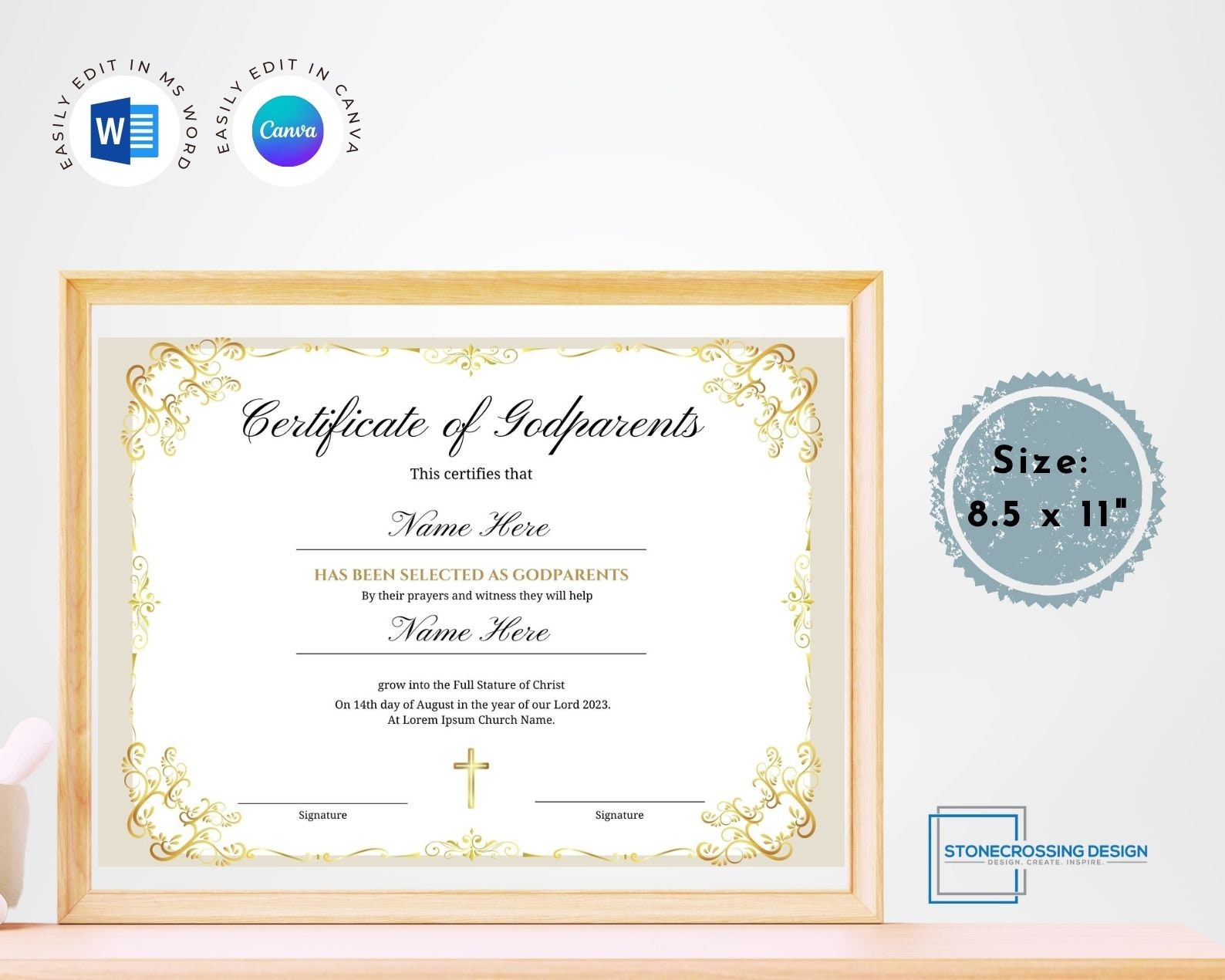 Editable Certificate of Godparents.- Honoring the Role of a Godfather ...