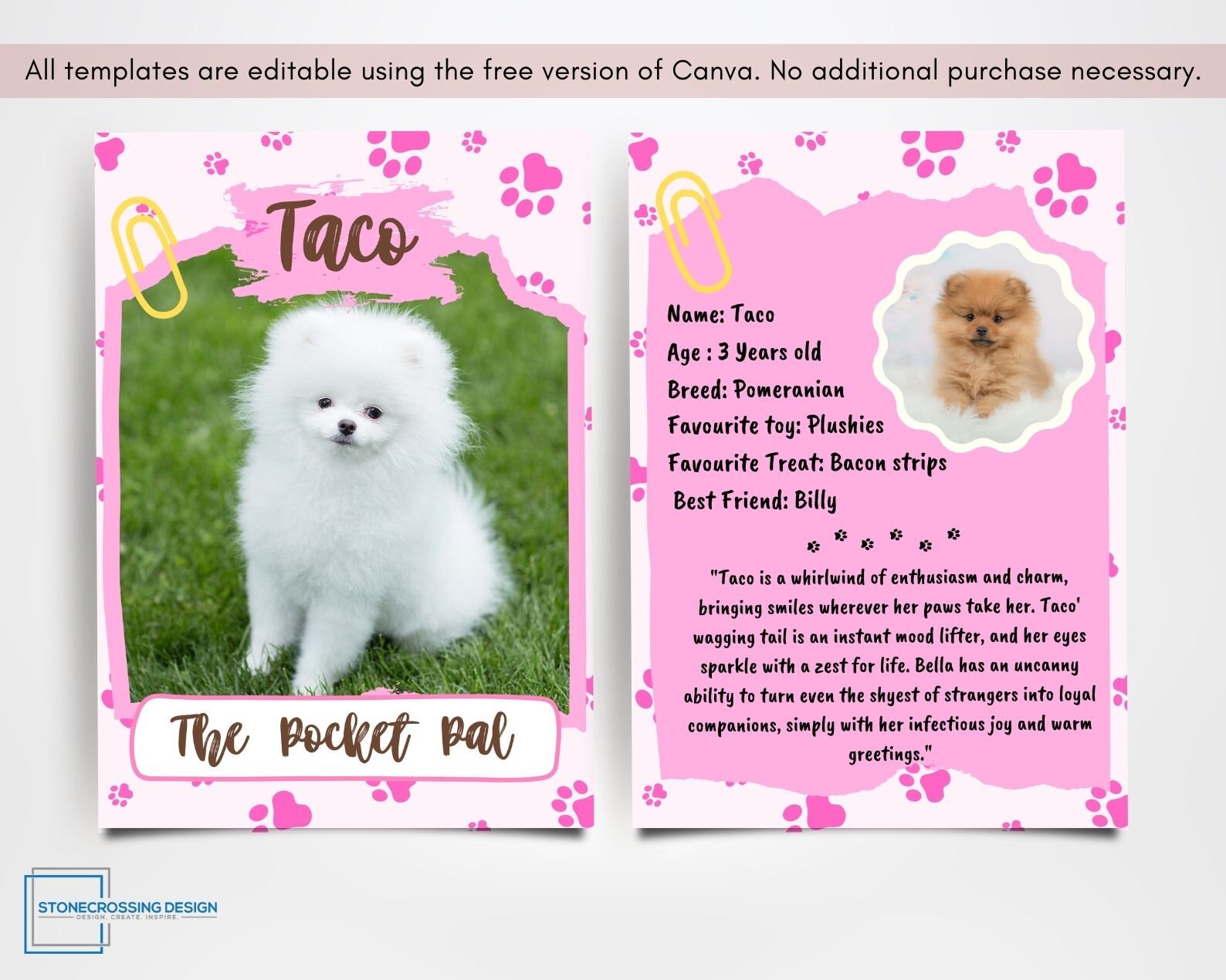 Dog Trading Card Template | Trading Card Template | Canva Template ...