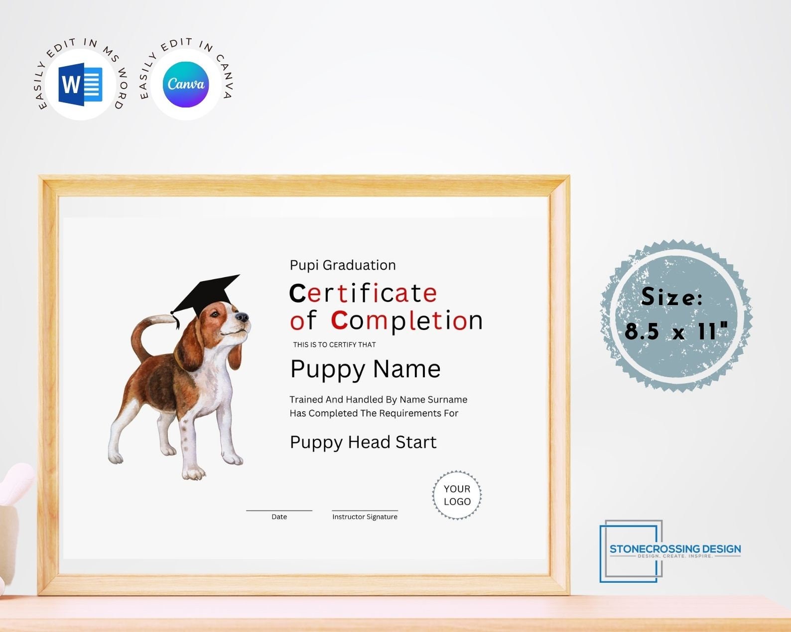 Editable Certificate of Completion for Dog Template. Award Template ...