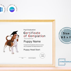 Editable Certificate of Completion for Dog Template. Award Template ...