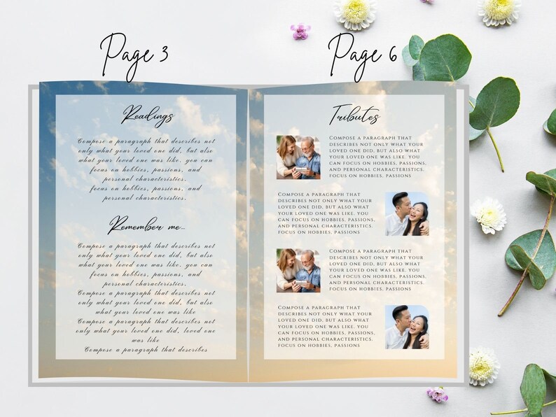 8 Page Funeral Program Template 8 Page Obituary Template - Etsy