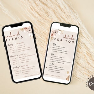 Digital Modern Weekend Events Itinerary Template for Phone & Tablet ...