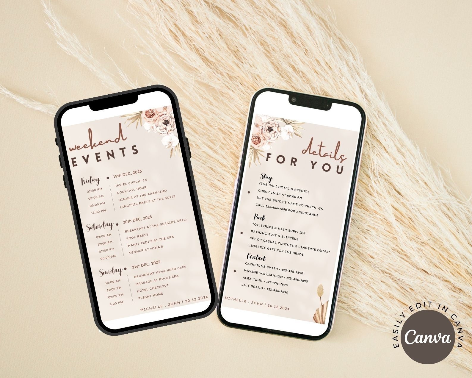 Digital Modern Weekend Events Itinerary Template for Phone & Tablet ...