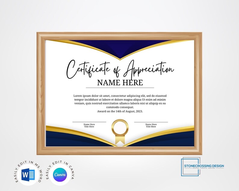 Editable Certificate of Appreciation. Award Template. Printable ...