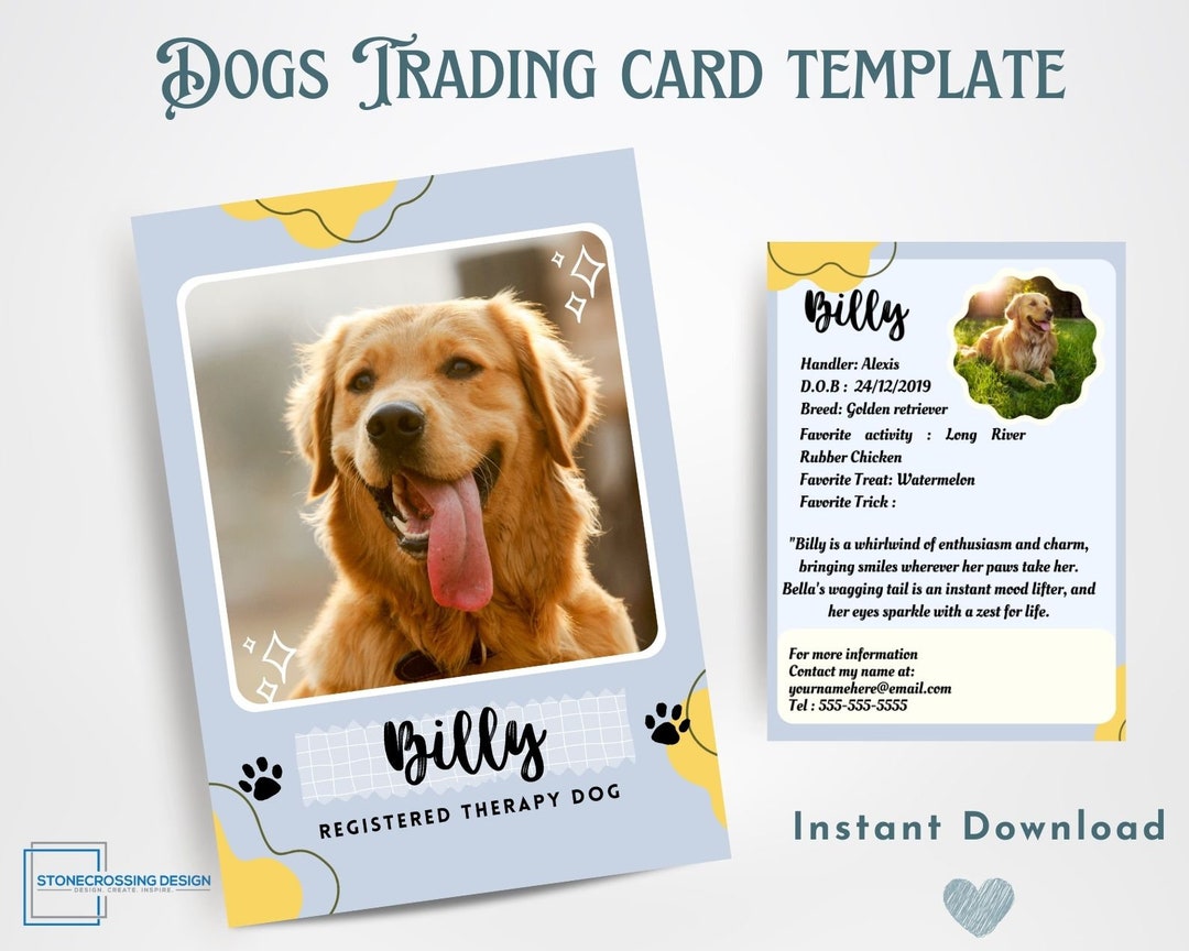 Dog Trading Card Template | Trading Card Template | Canva Template ...