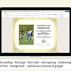 Editable Soccer Sports Certificate Template With Photo. Award. - Etsy