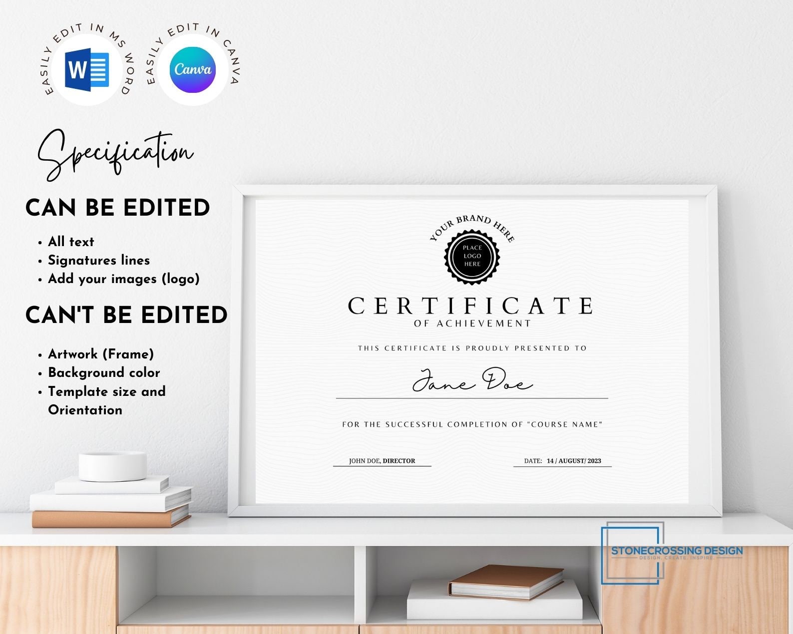 Editable Certificate of Achievement Template. Award Template. Printable ...
