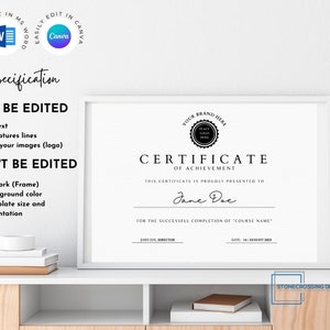 Editable Certificate of Achievement Template. Award Template. Printable ...