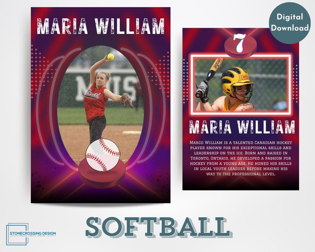 Softball Trading Card Template | Trading Card Template | Canva Template ...