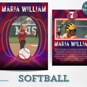 Softball Trading Card Template | Trading Card Template | Canva Template ...