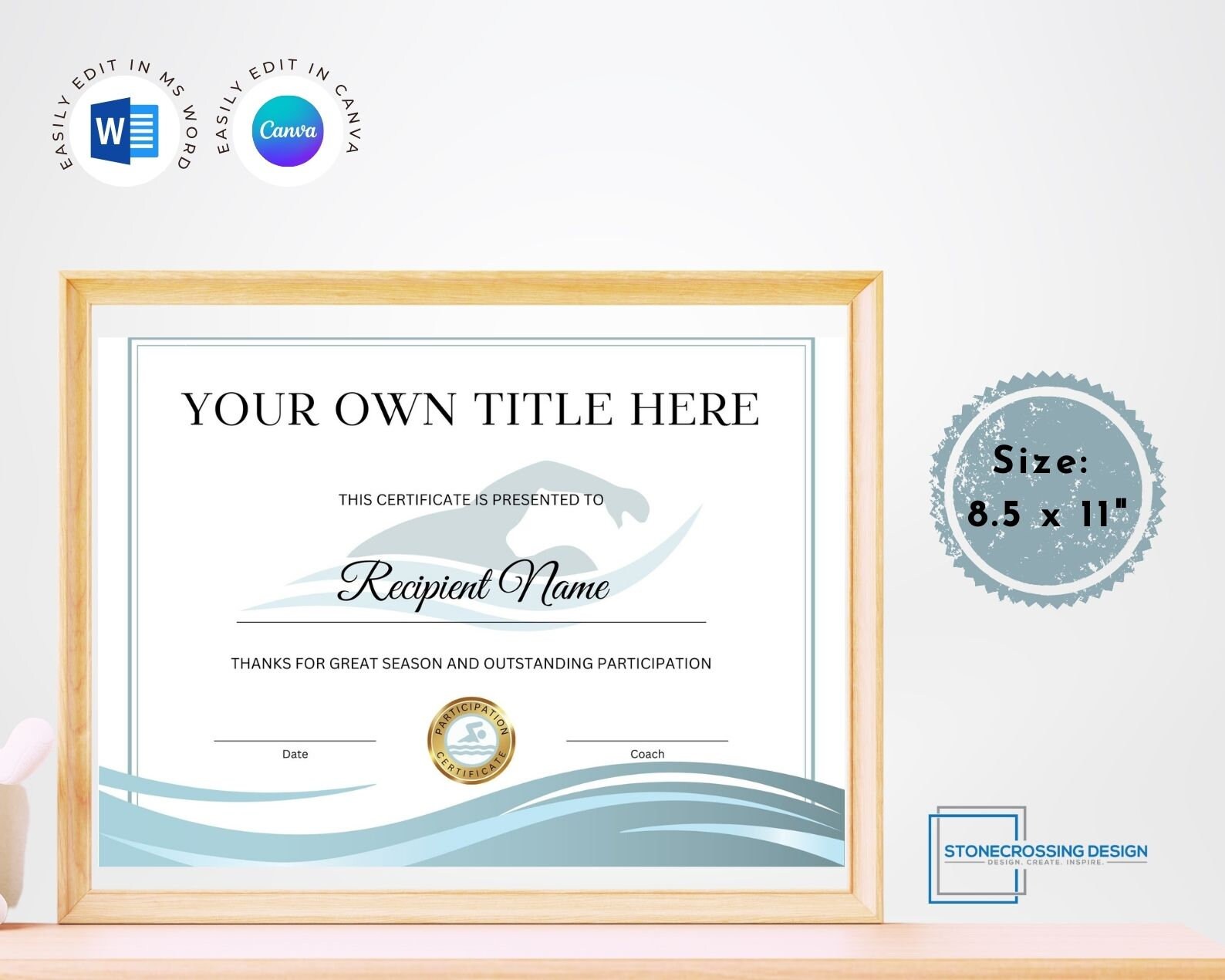 Editable Swimming Sports Certificate. Recognizing Sporting Excellence ...