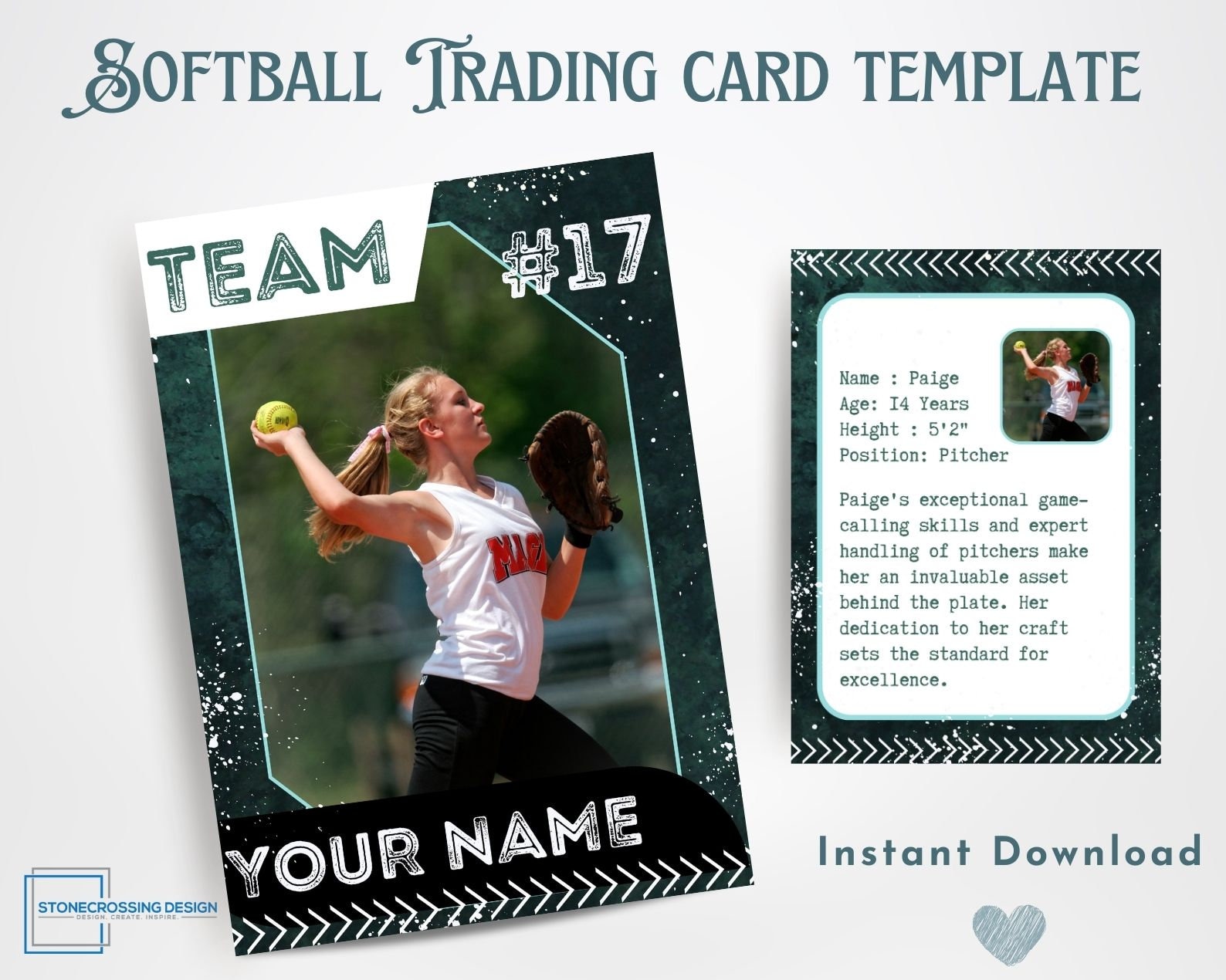 Softball Trading Card Template Trading Card Template Canva Template ...