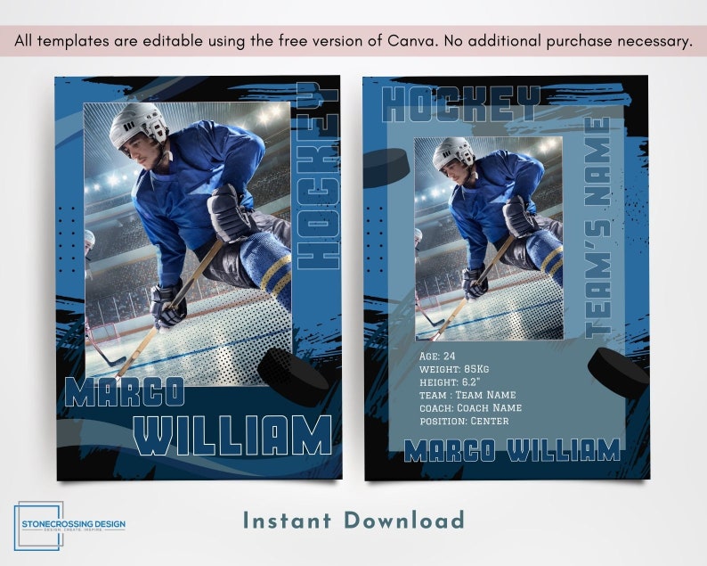Hockey Trading Card Template Trading Card Template Canva Template ...