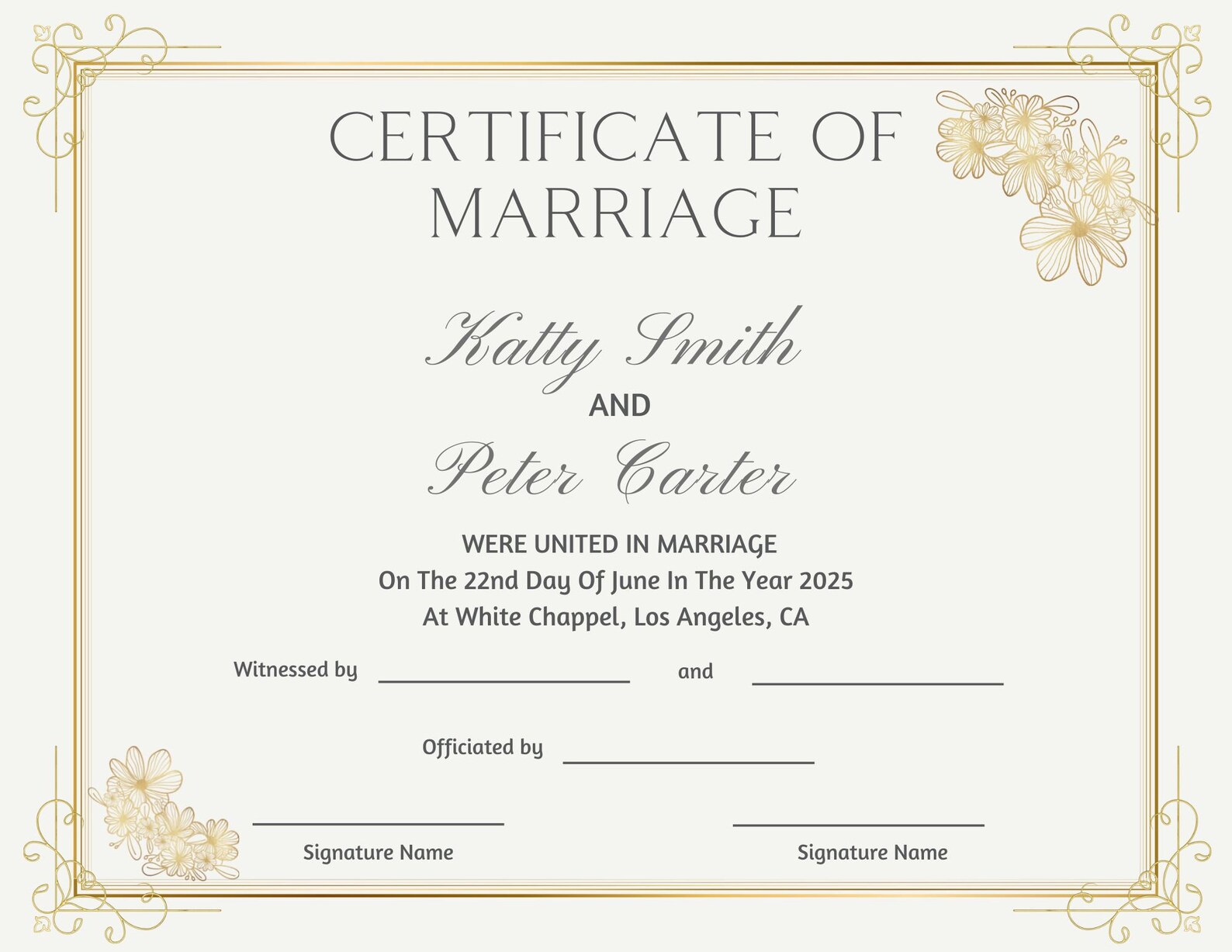 Editable Certificate of Marriage Template. Marriage License. - Etsy