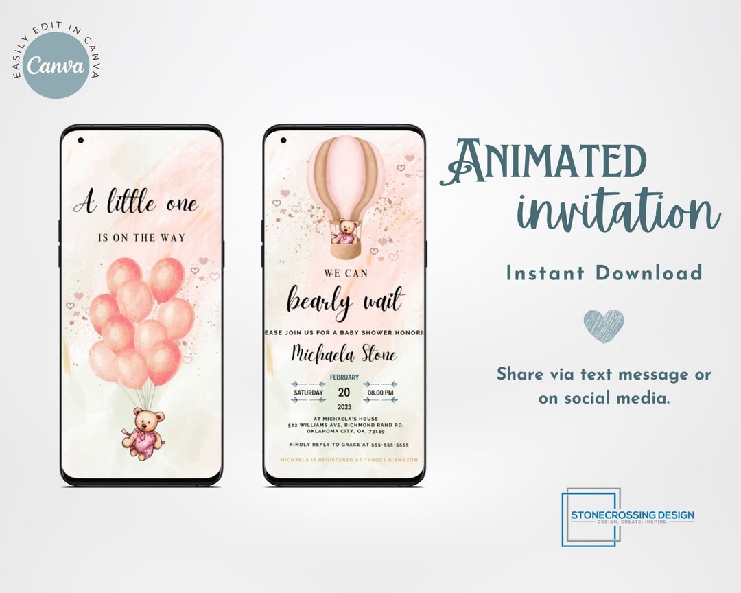 Digital Baby Shower Invitation, Electronic Baby Shower Video E-vite ...