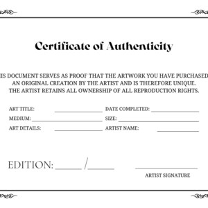 Editable Certificate of Authenticity Template. Authenticity - Etsy