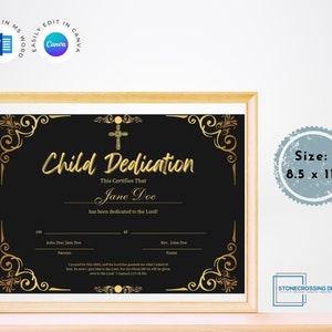 Editable Certificate of Child Dedication Template. Child Dedication ...