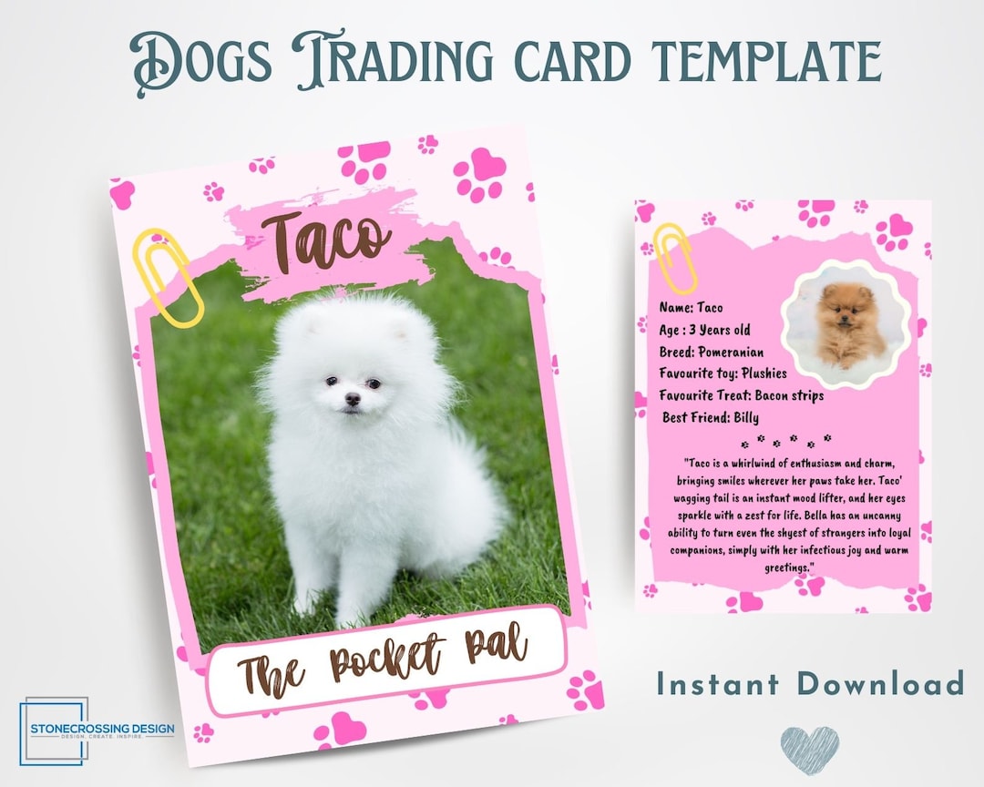 Dog Trading Card Template | Trading Card Template | Canva Template ...