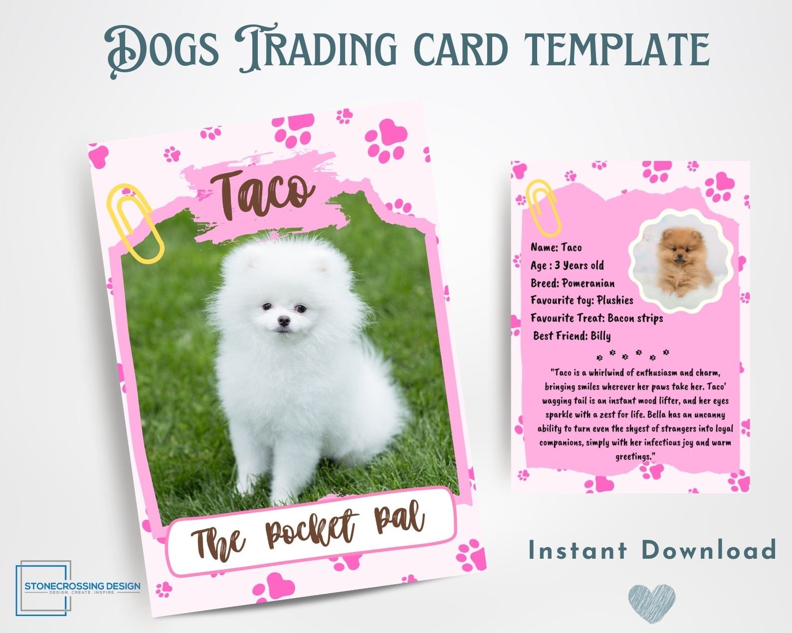 Dog Trading Card Template Trading Card Template Canva Template Editable ...
