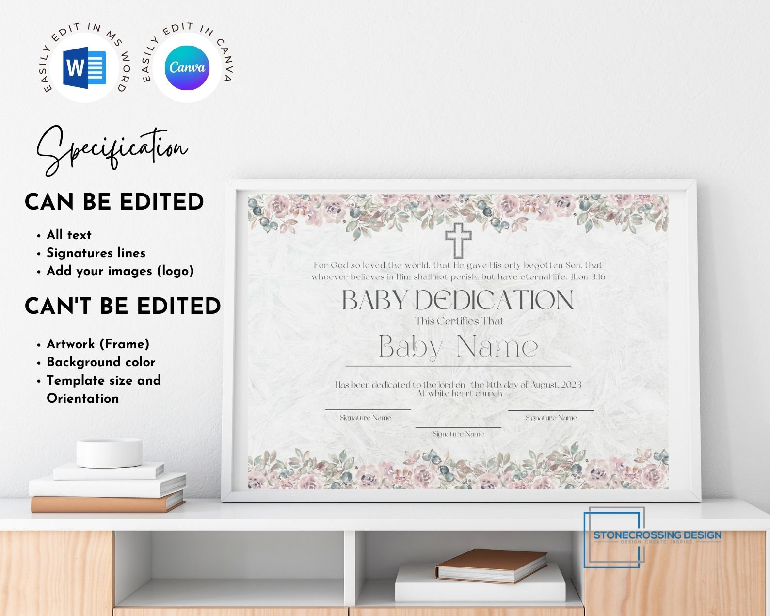 Editable Baby Dedication Template. Baptism. Printable - Etsy