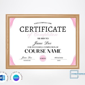 Editable Certificate of Completion Template. Award Template. Printable ...