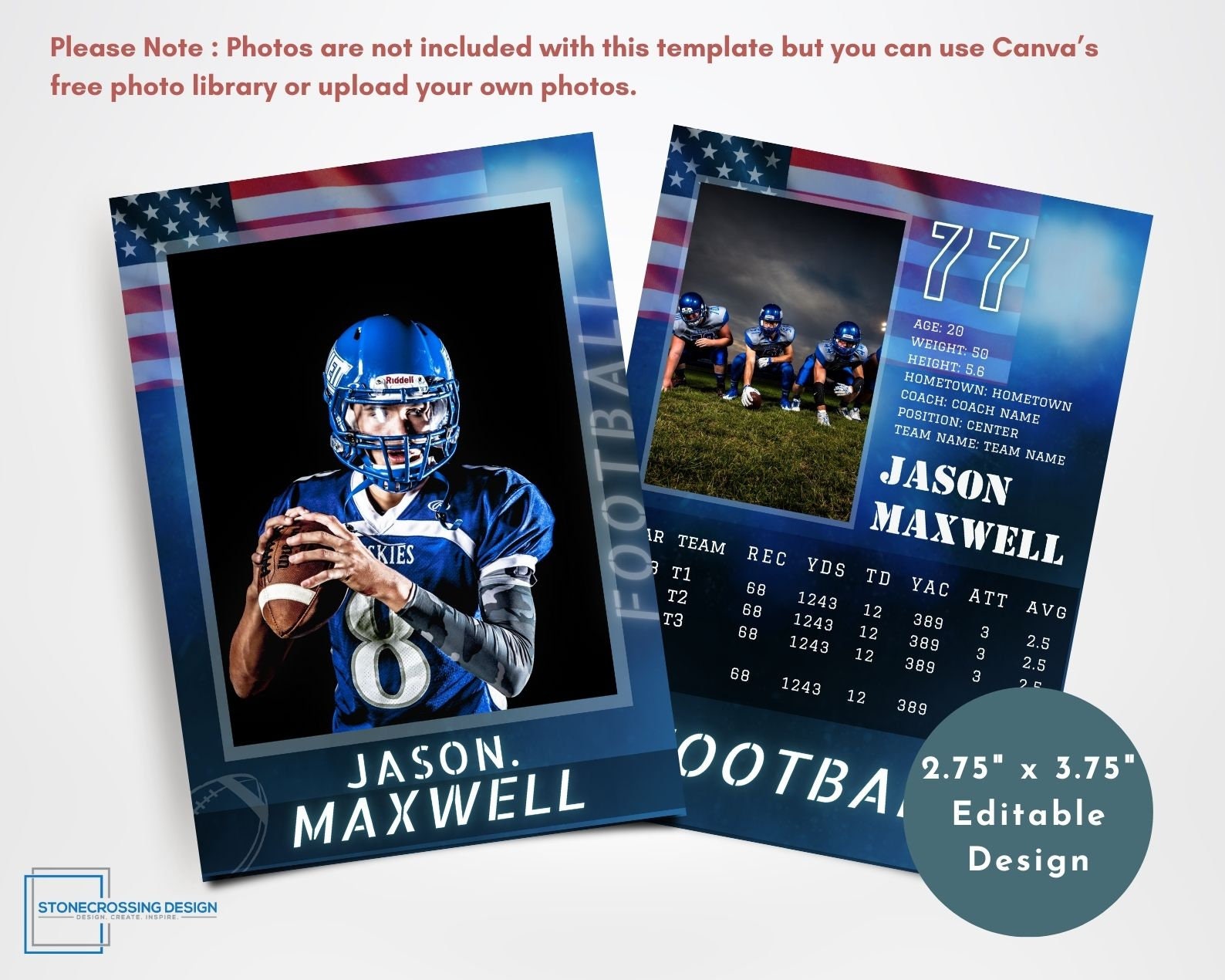 Football Trading Card Template Trading Card Template Canva Template ...