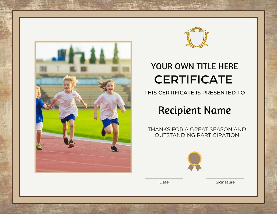 Editable Running Track Sports Certificate Template With Photo. - Etsy