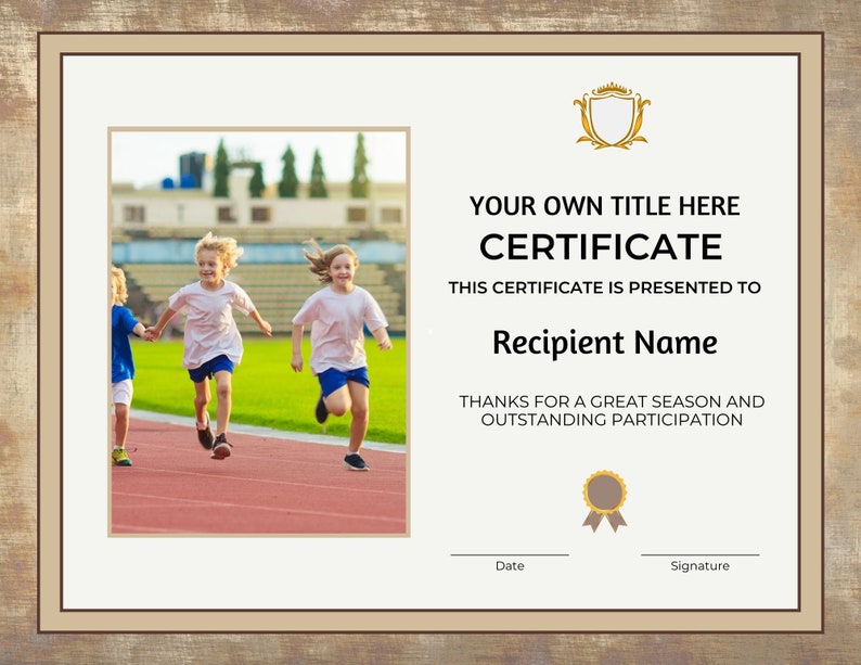 Editable Running Track Sports Certificate Template With Photo. - Etsy