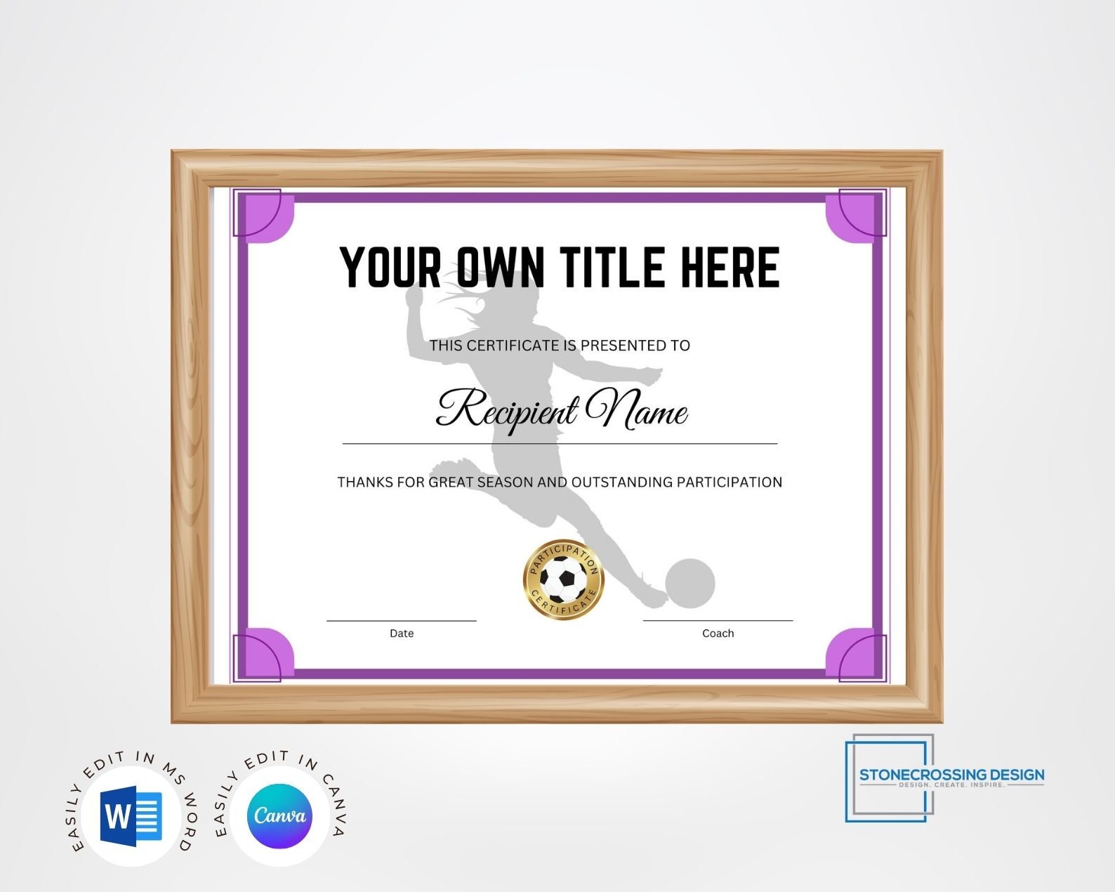 Editable Soccer Sports Certificate. Recognizing Sporting Excellence ...