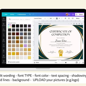 Editable Certificate of Completion Template. Award Template. - Etsy