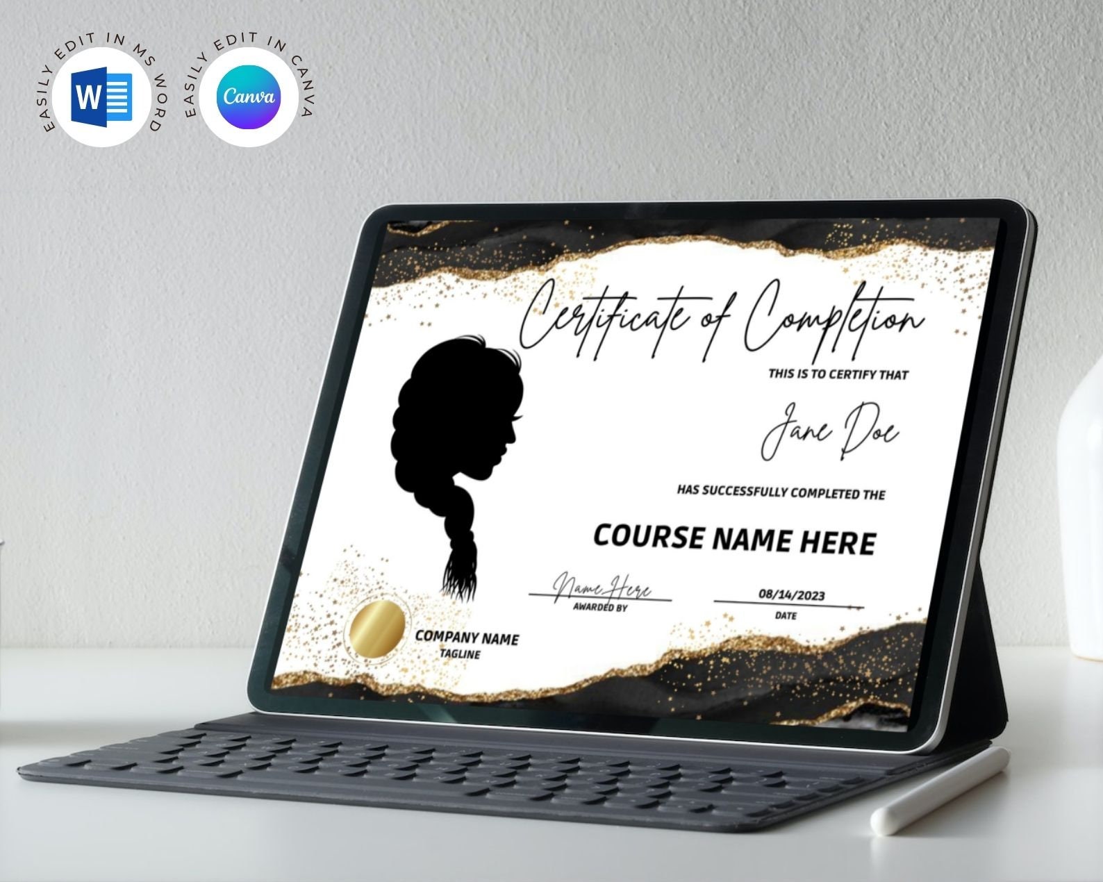 Editable Certificate of Completion Template. Award Template. Printable ...