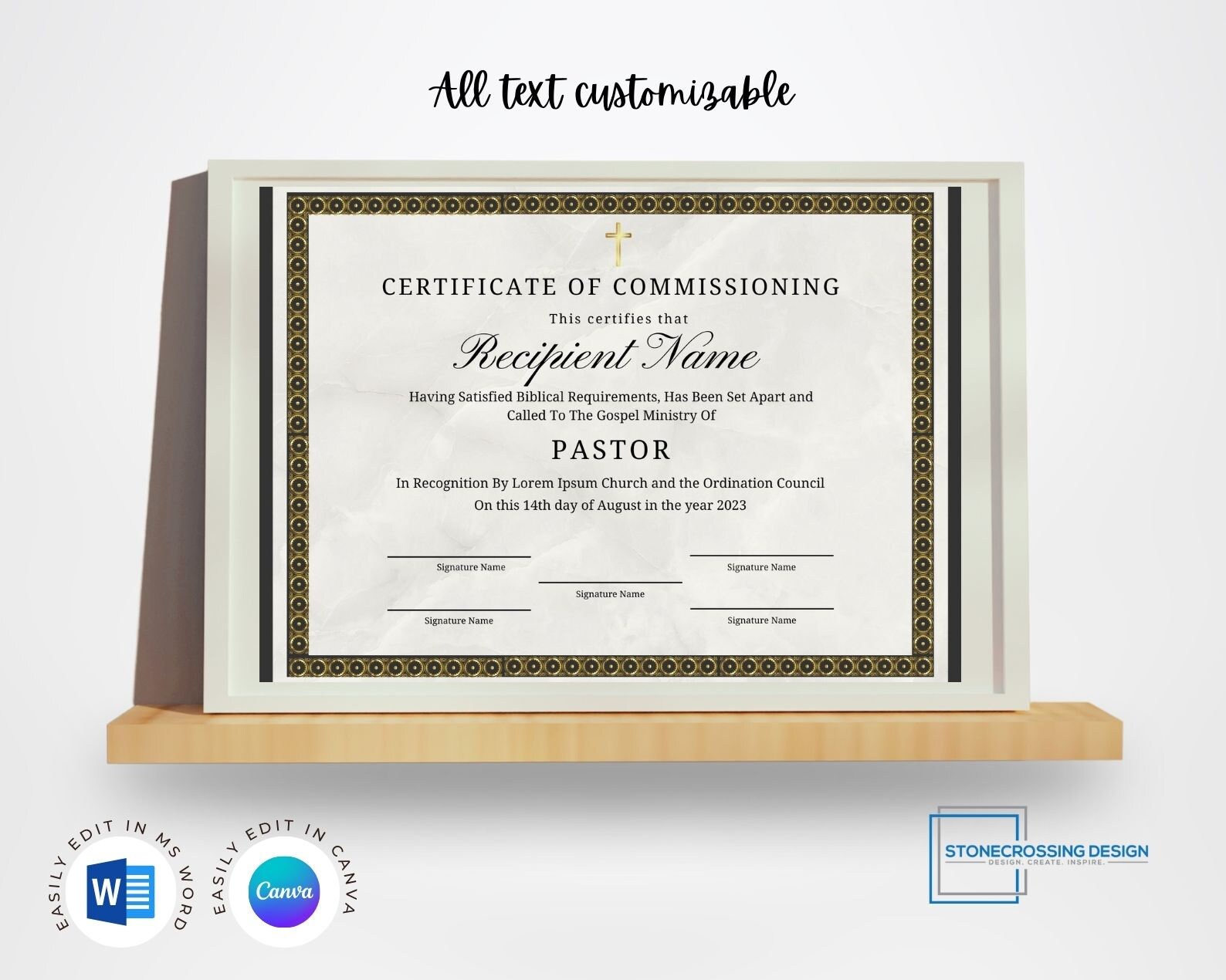 Editable Certificate of Commissioning. Editable With Canva or Microsoft ...
