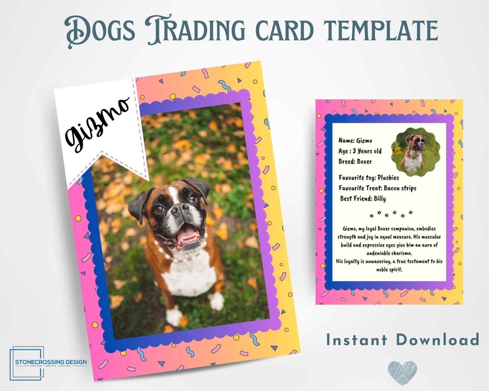 Dog Trading Card Template Trading Card Template Canva Template Editable ...