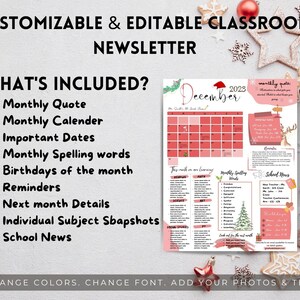 December 2023 Student Newsletter Template, Customizable Teacher ...