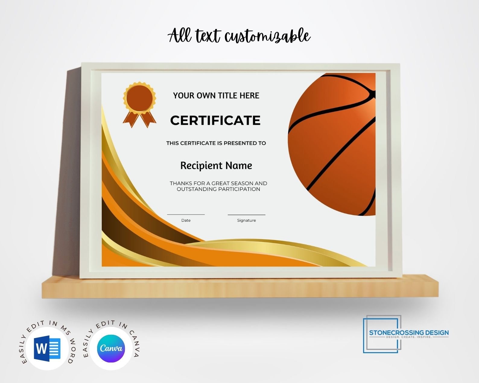 Editable Basketball Sports Certificate Template With Photo. Award ...
