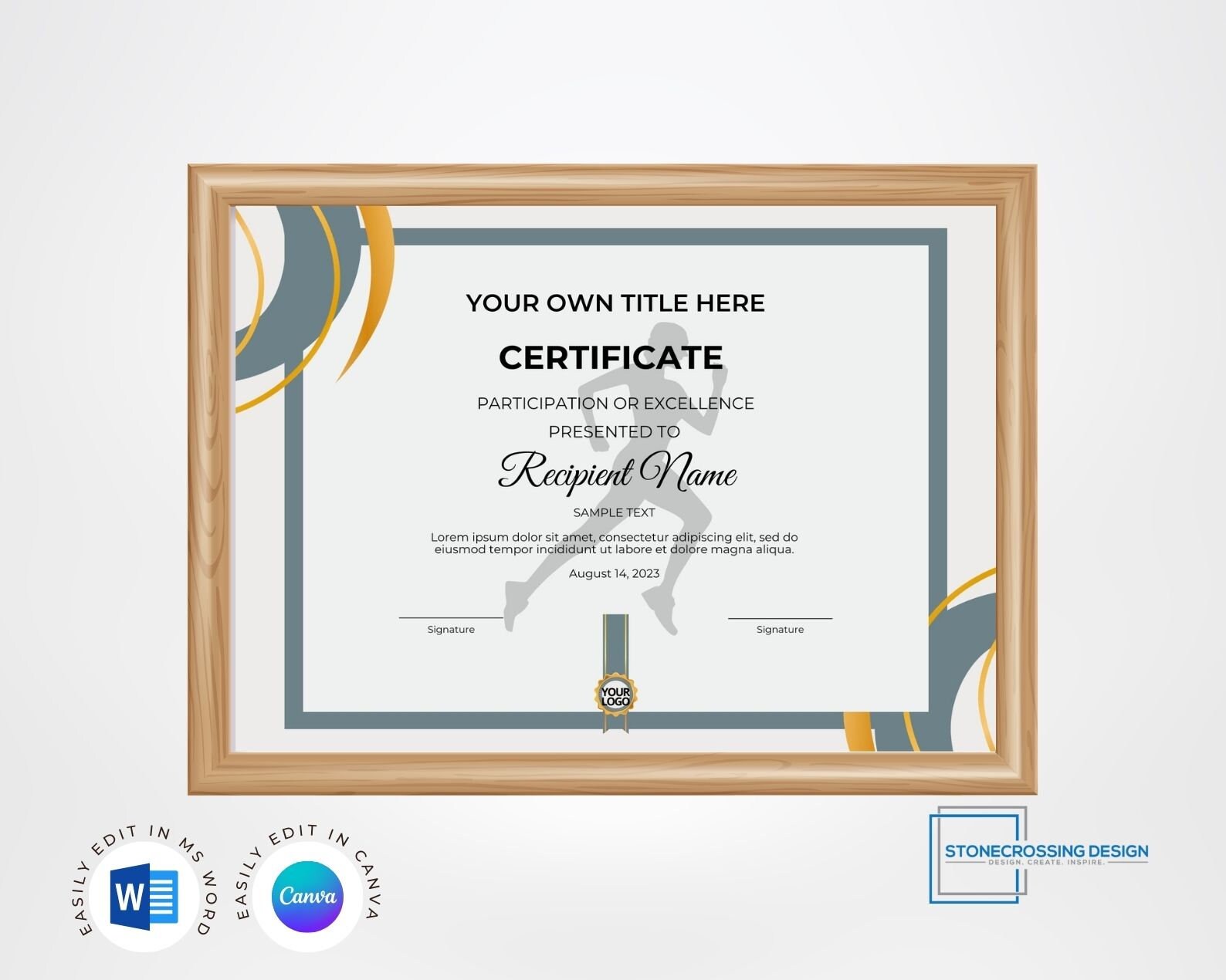 Editable Running Track Sports Certificate Template With Photo. Award ...