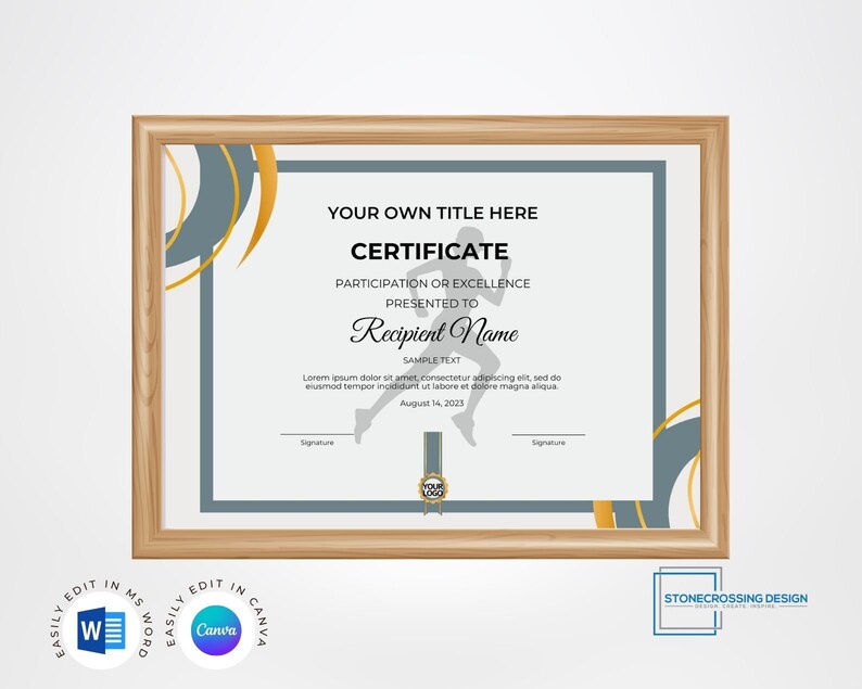 Editable Running Track Sports Certificate Template With Photo. Award ...