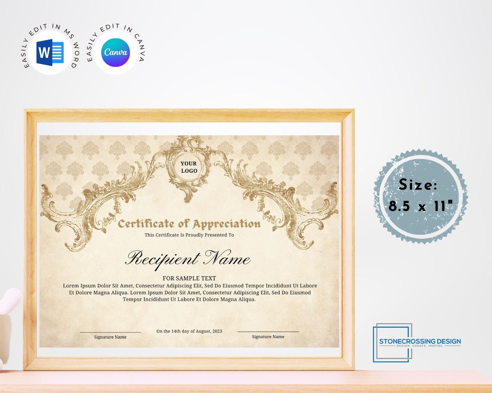 Editable Certificate of Appreciation. Award Template. Printable ...