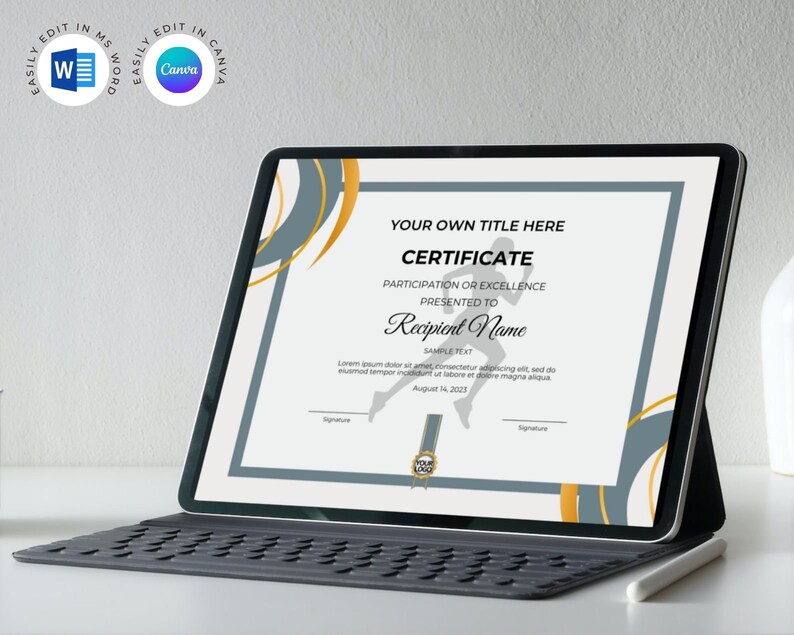 Editable Running Track Sports Certificate Template With Photo. Award ...