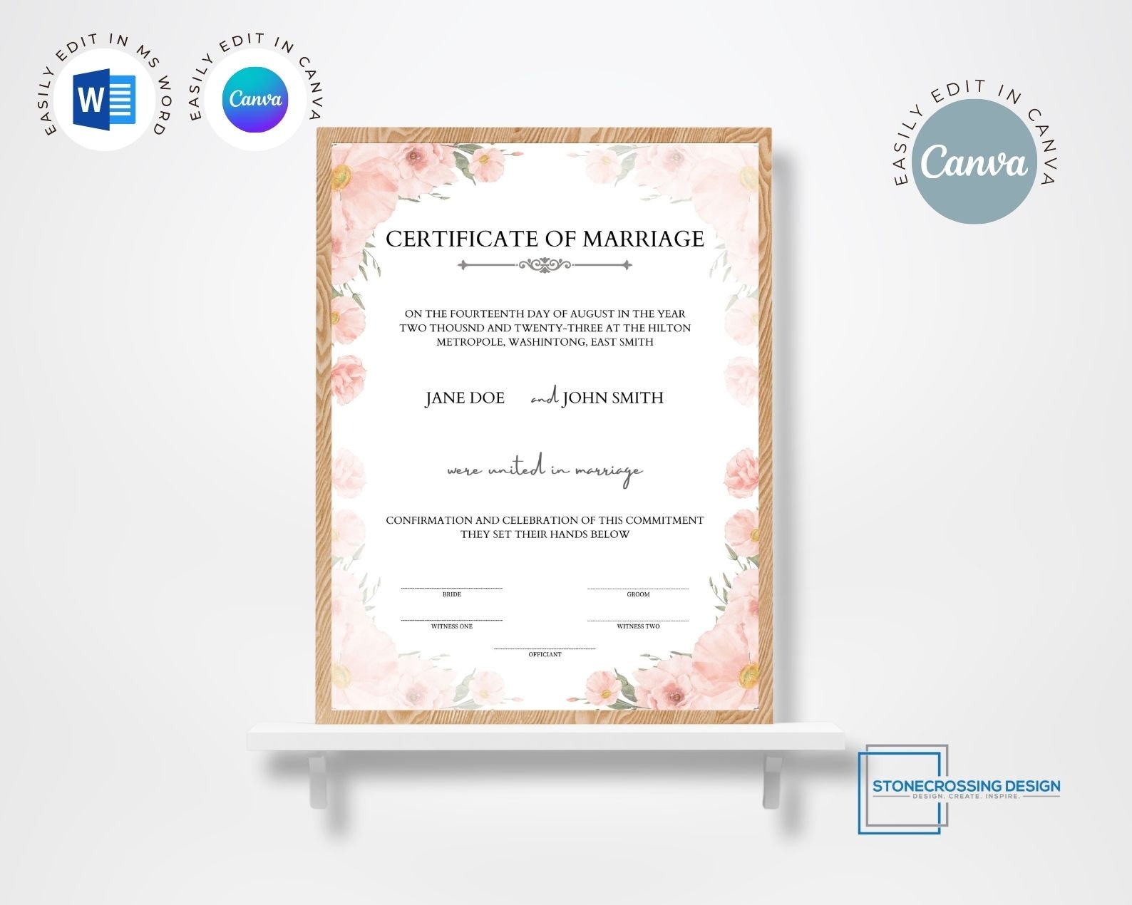 Editable Certificate of Marriage Template. Marriage License. - Etsy