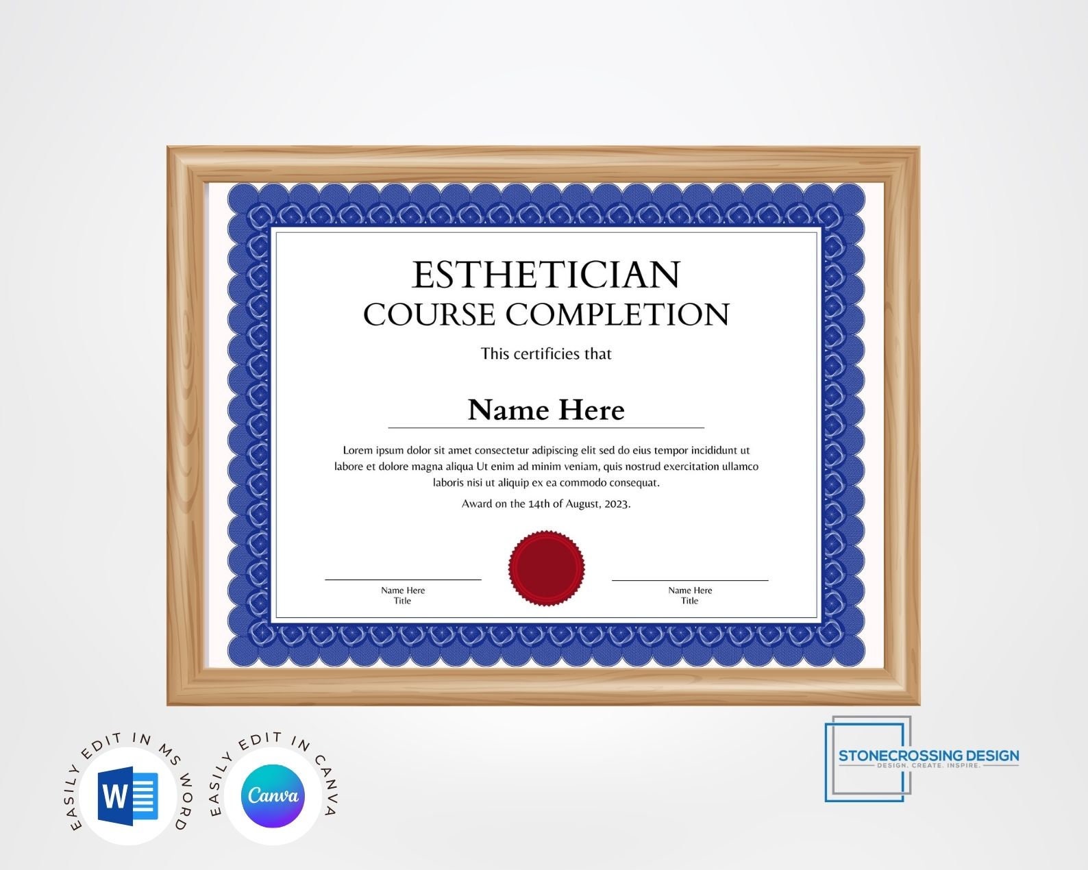 Editable Certificate of Completion Template. Award Template. Printable ...