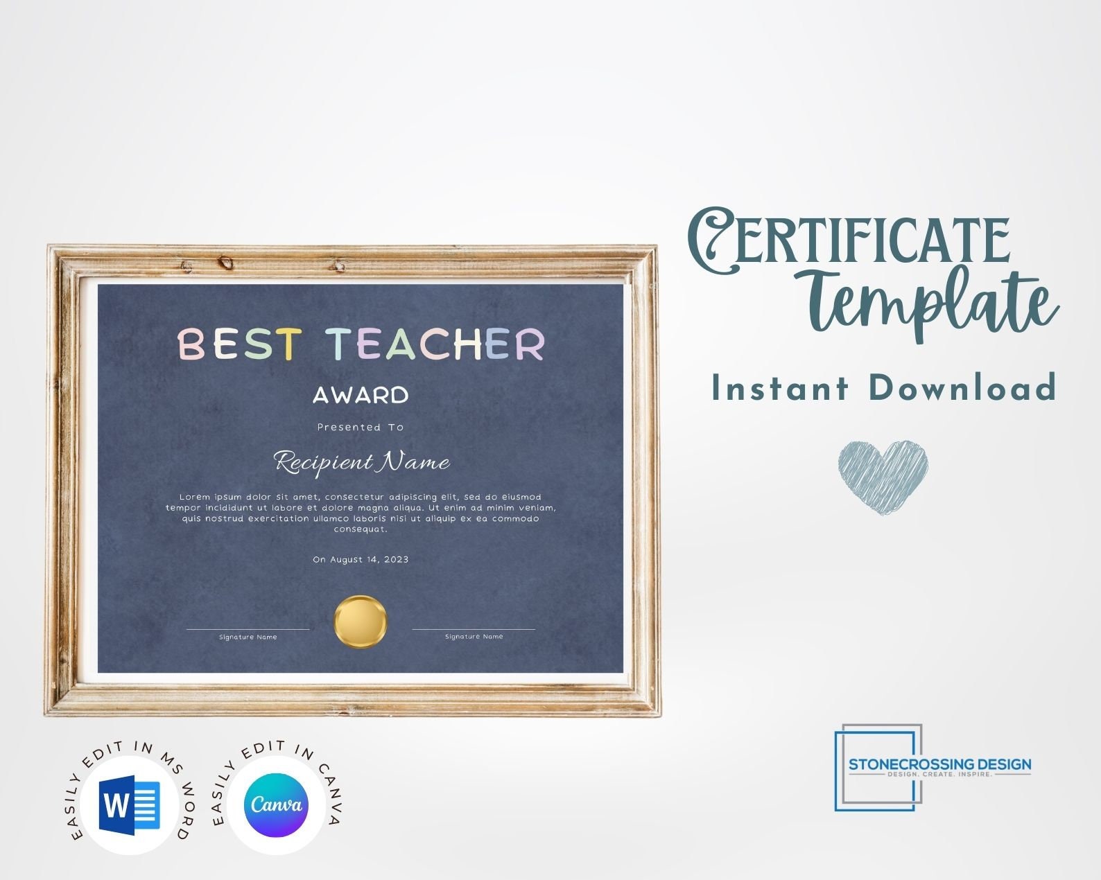 Editable Certificate of Best Teacher. Recognizing Excellence in ...