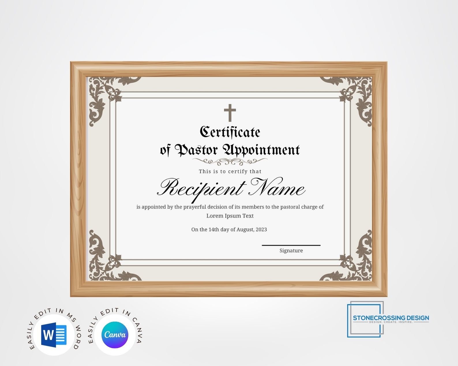 Editable Certificate of Pastor Appointment. Editable With Canva or ...