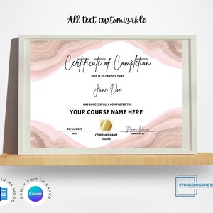 Editable Certificate of Completion Template. Award Template. Printable ...