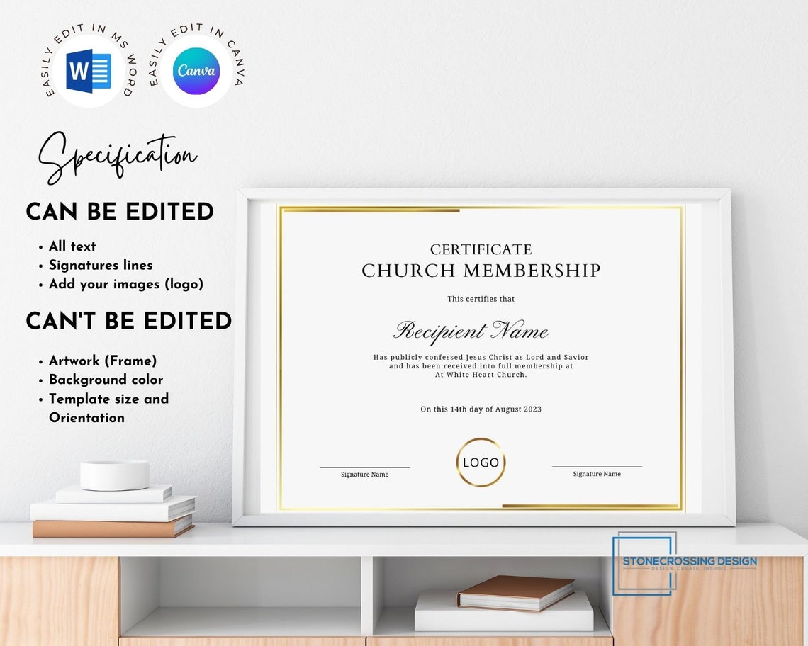 Editable Church Membership Certificate. Welcoming You to Our Spiritual ...
