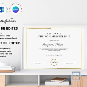 Editable Church Membership Certificate. Welcoming You to Our Spiritual ...